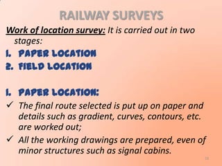 Surveys & alignment of Railway Engineering | PPTX