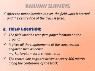 Surveys & alignment of Railway Engineering | PPTX