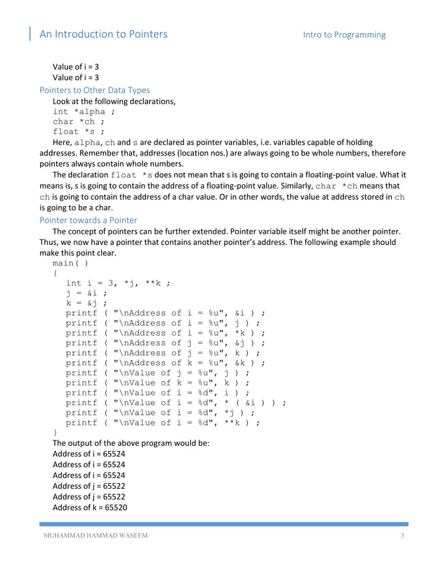 Itp Lecture 13 Introduction To Pointers Pdf 8591