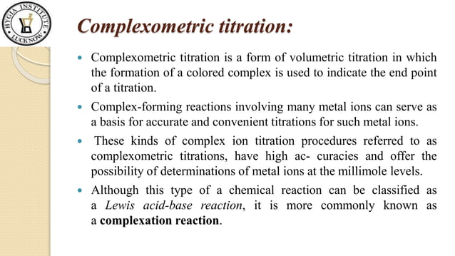 Lecture - 20 Complexometric Titrations.pptx | Chemistry | Science
