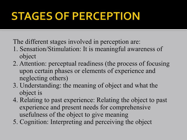 perception- Meaning, Definition, Stages, Factors | PPTX