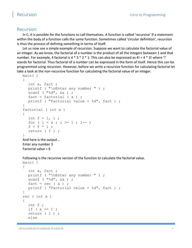[ITP - Lecture 14] Recursion | PDF