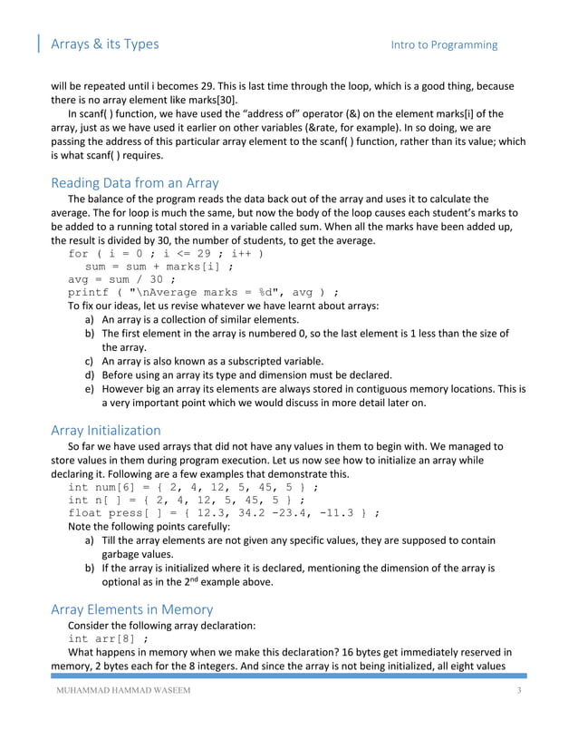 [itp Lecture 15] Arrays And Its Types Pdf