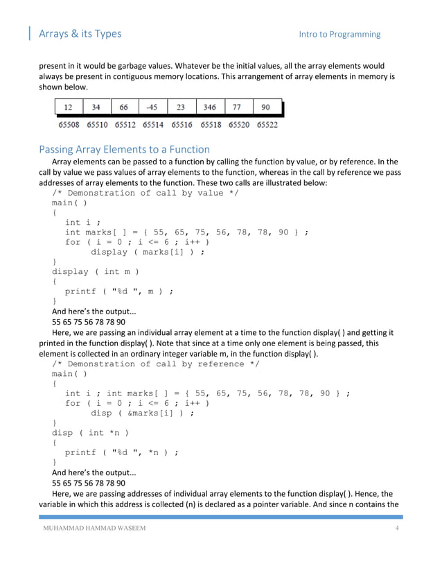 [ITP - Lecture 15] Arrays & its Types | PDF | Programming Languages | Computing