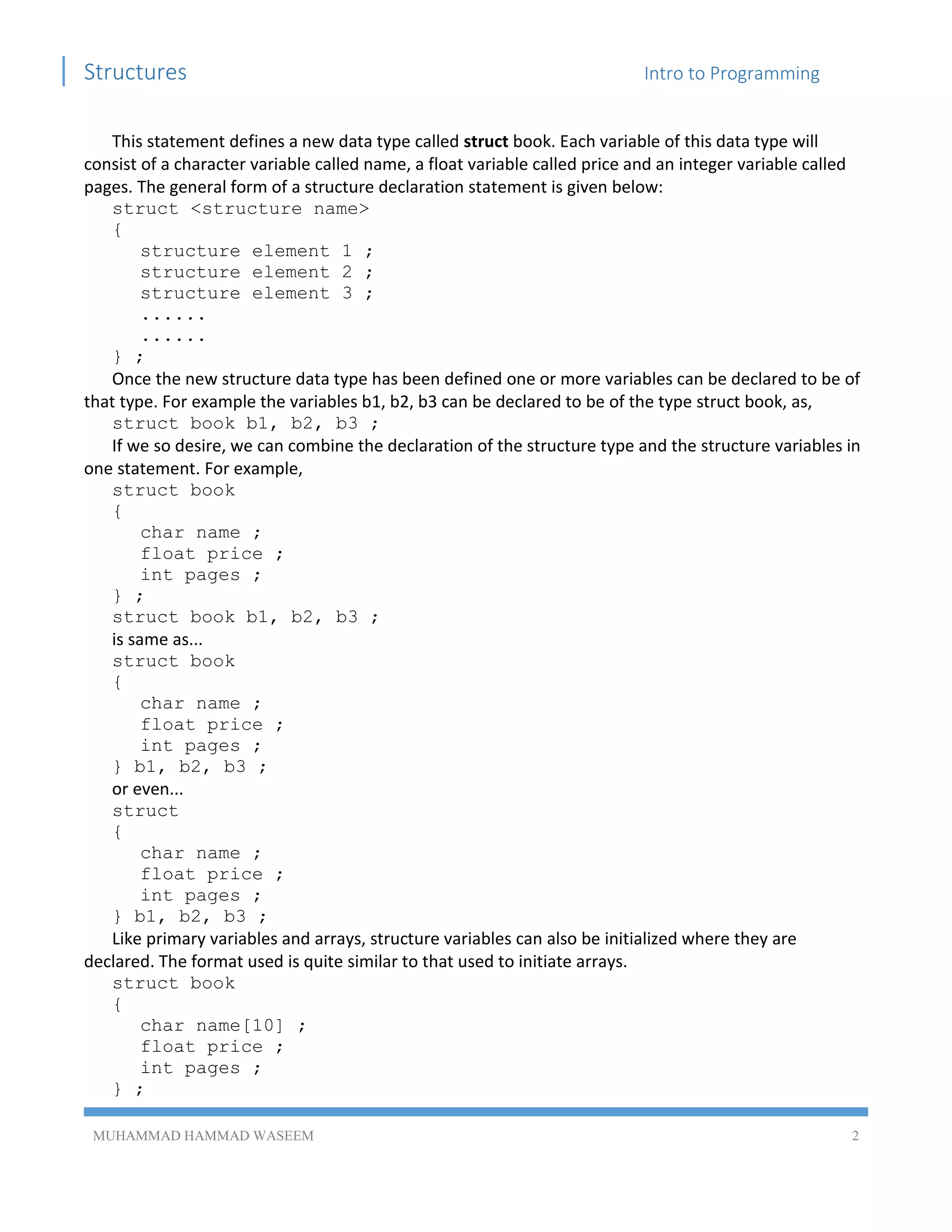 [ITP - Lecture 16] Structures in C/C++ | PDF