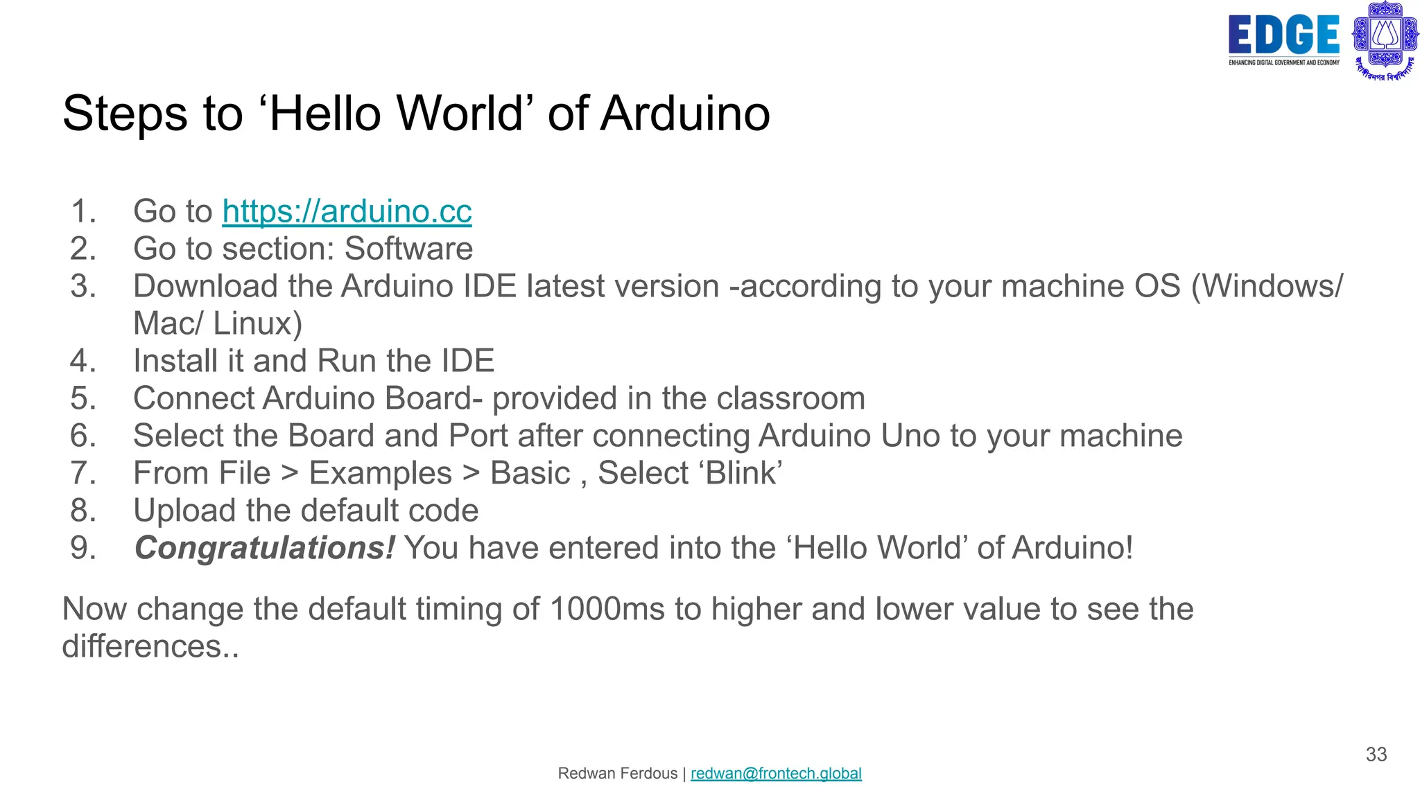 Lecture-2_Basic Circuits & Intro to Arduino_2024_EDGE_Jahangirnagar University.pdf | Physics ...