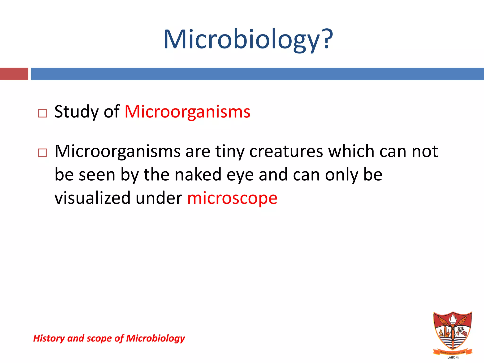 branches, history and scope of microbiology | PDF