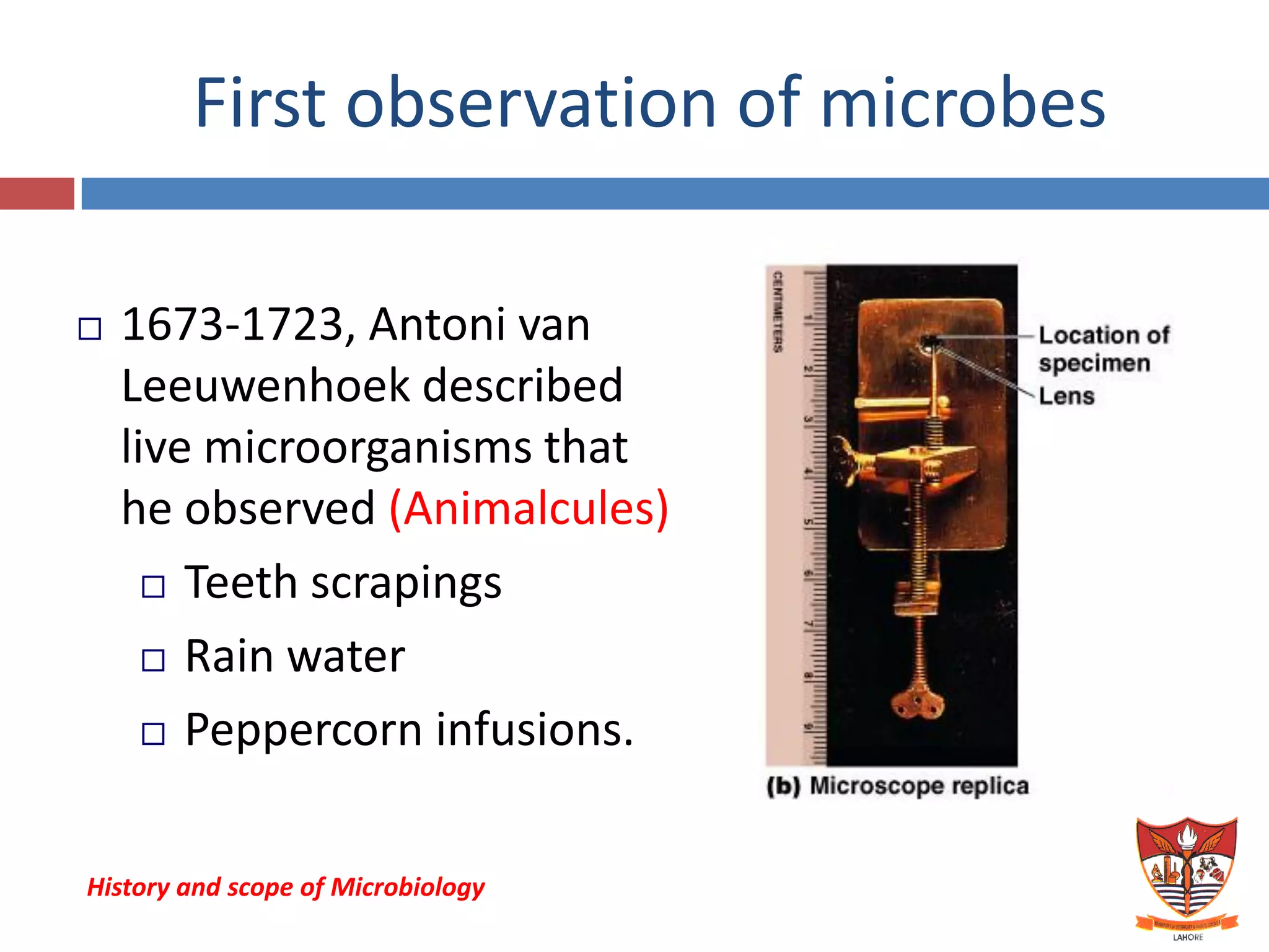branches, history and scope of microbiology | PDF