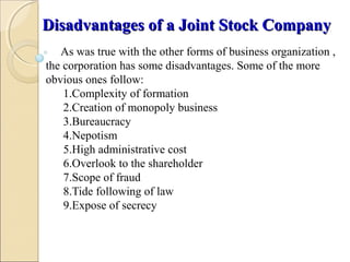 Joint Stock Company Example
