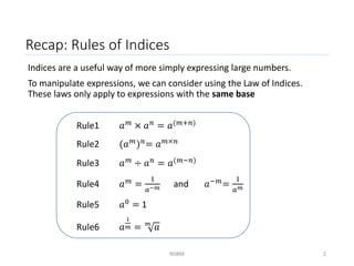 Lecture 2 (laws of indices) | PPTX