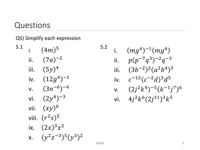 Lecture 2 (laws of indices) | PPTX | Physics | Science