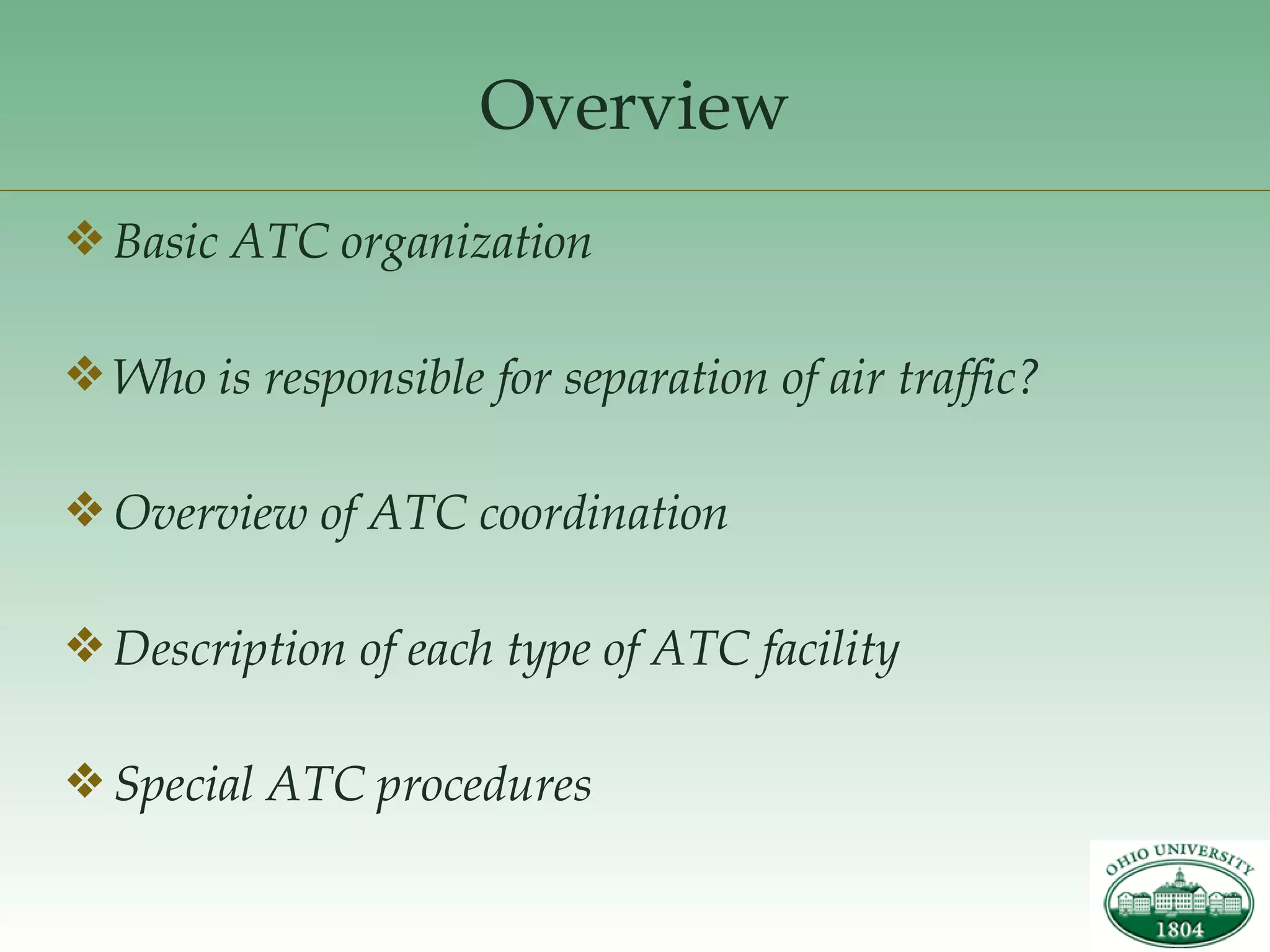 Air Traffic Control Organization Lesson | PPT