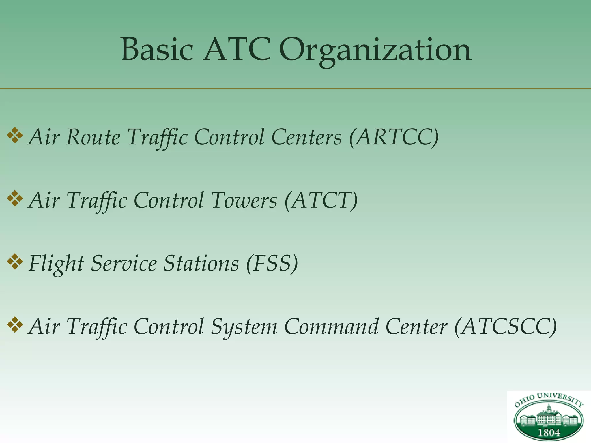 Air Traffic Control Organization Lesson | PPT