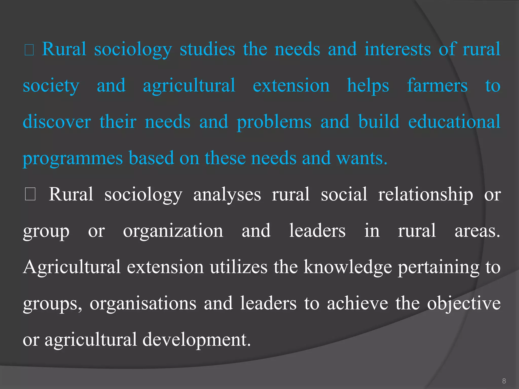 Lecture 3- importance of rural sociology in extension | PPTX