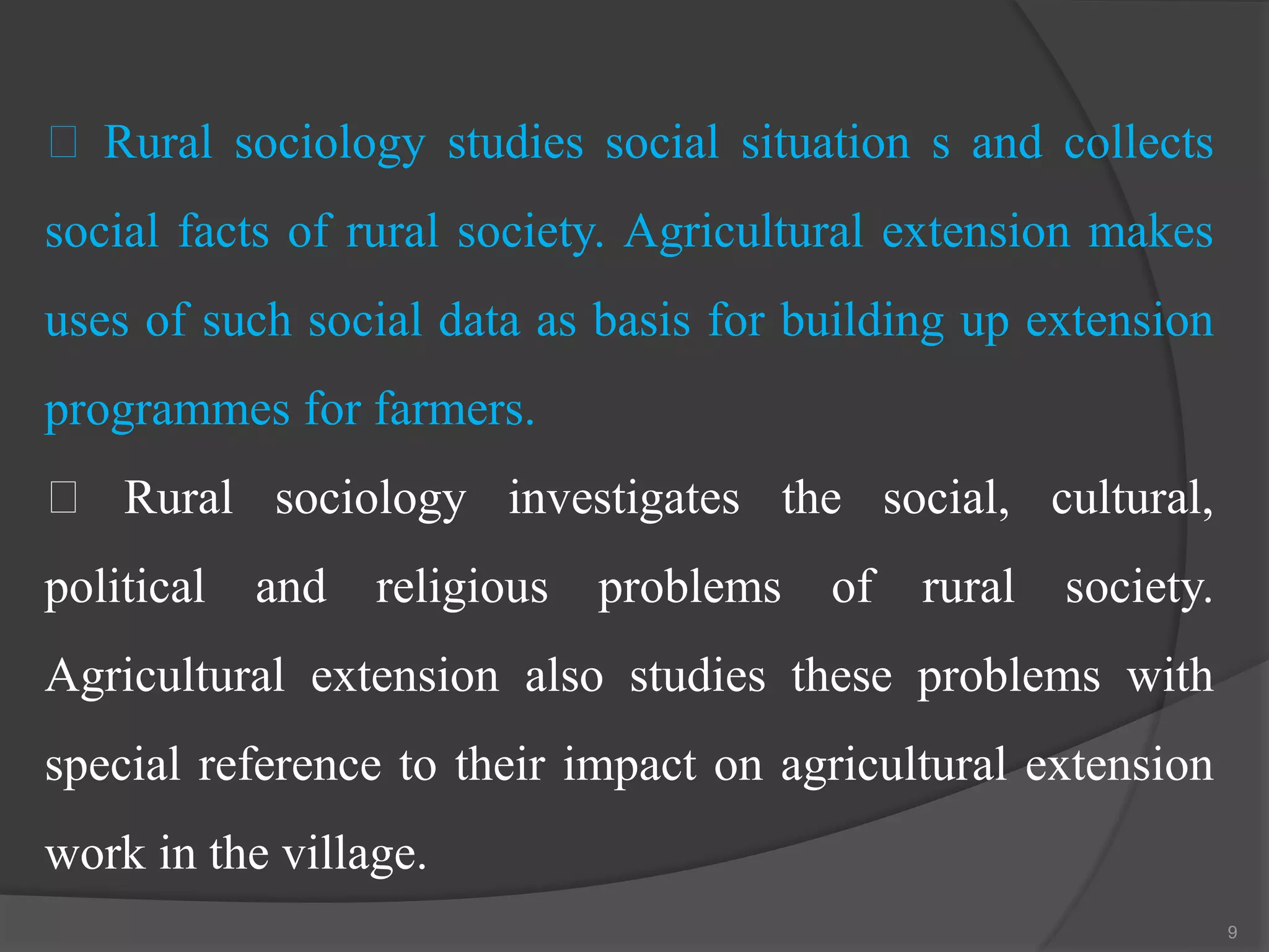 Lecture 3- importance of rural sociology in extension | PPTX