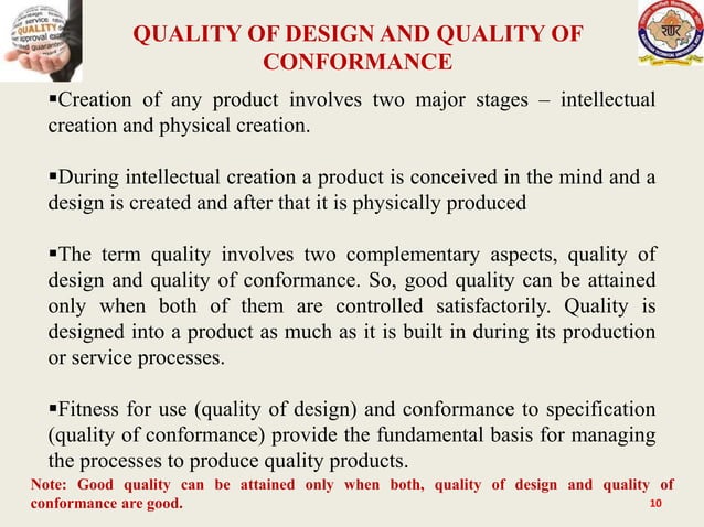 Lecture 3 (quality of design and quality of conformance) | PPTX