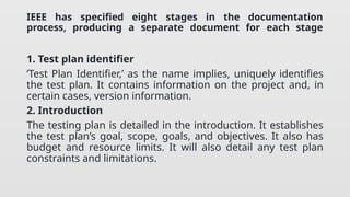sofwtare standard for test plan it execution | PPT