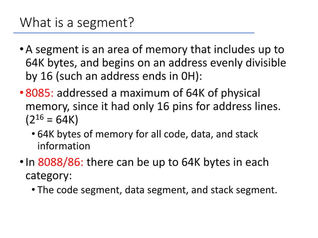 Programming segment 8086 Memory model 8086 | PPT