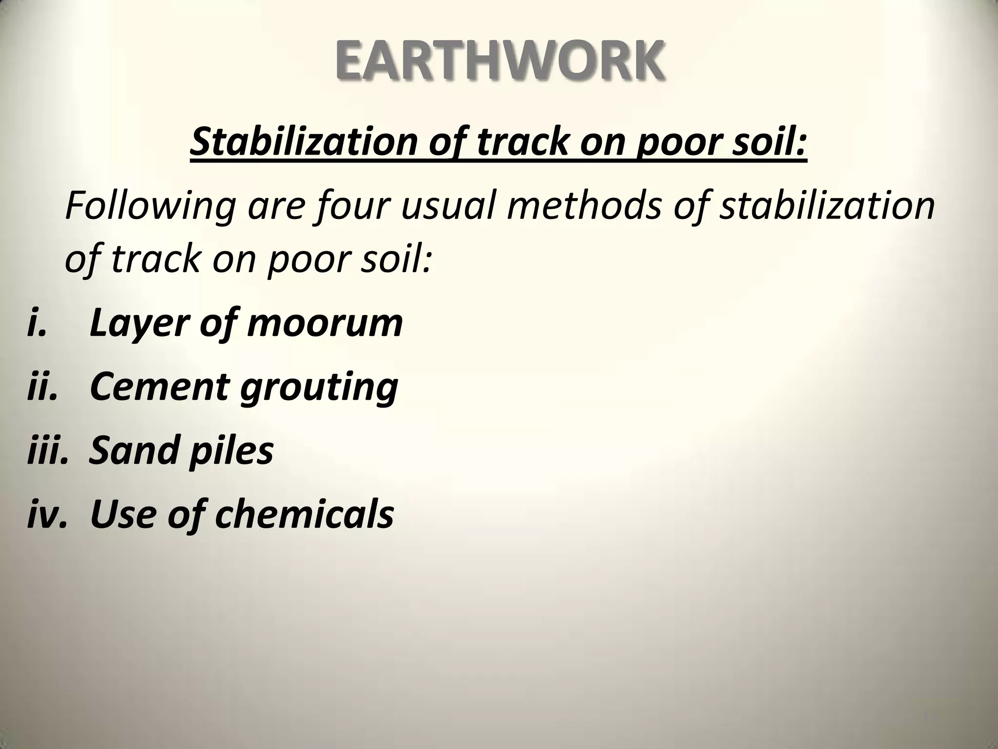 Earthwork & track formation Railway Engineering | PPTX