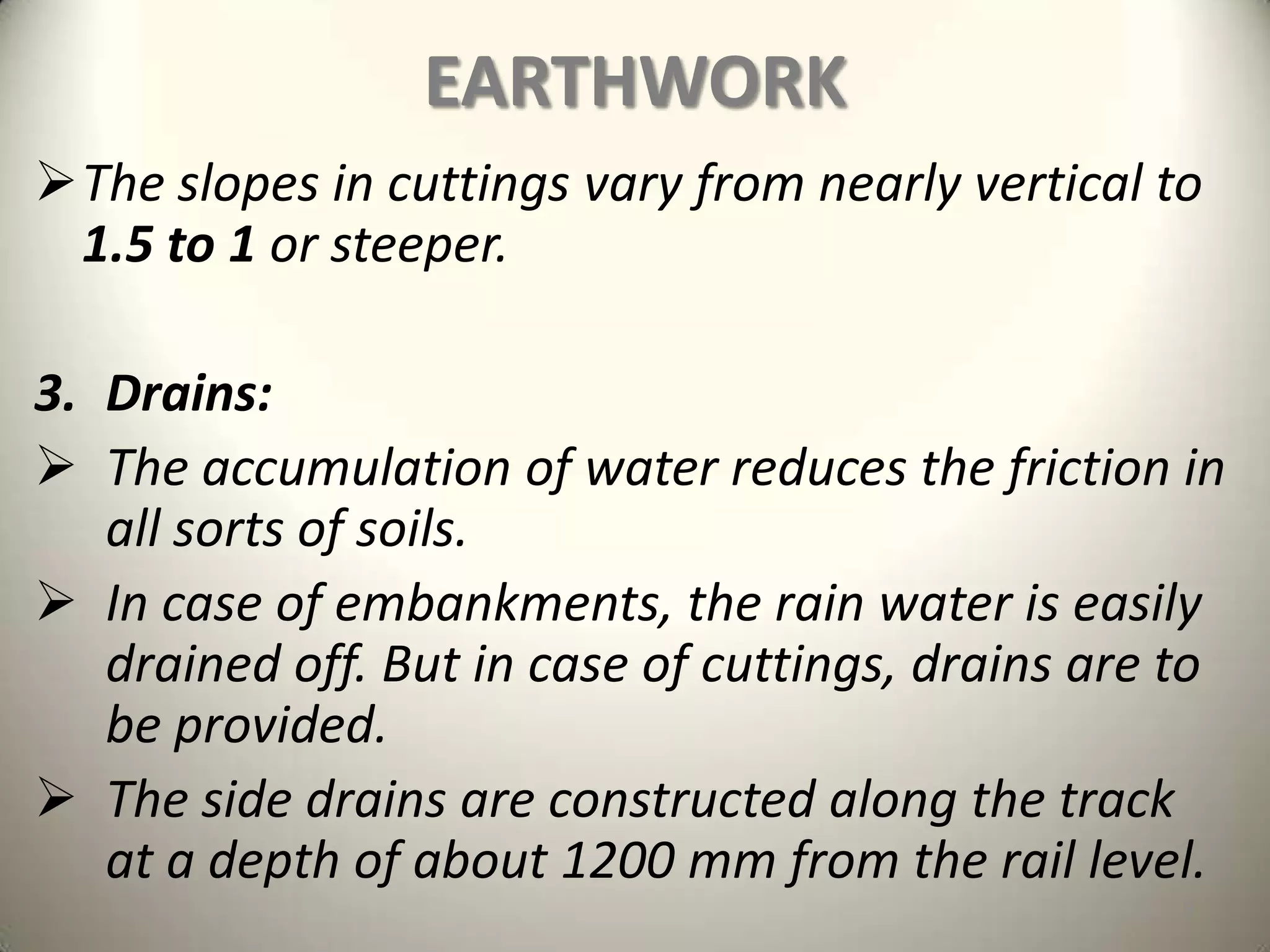 Earthwork & track formation Railway Engineering | PPTX