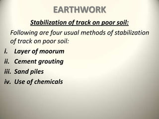 Earthwork & track formation Railway Engineering | PPTX