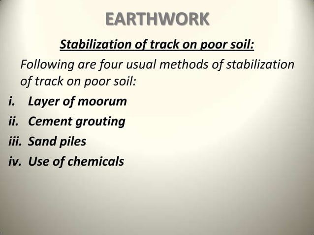 Earthwork & track formation Railway Engineering | PPTX | Rail Travel ...