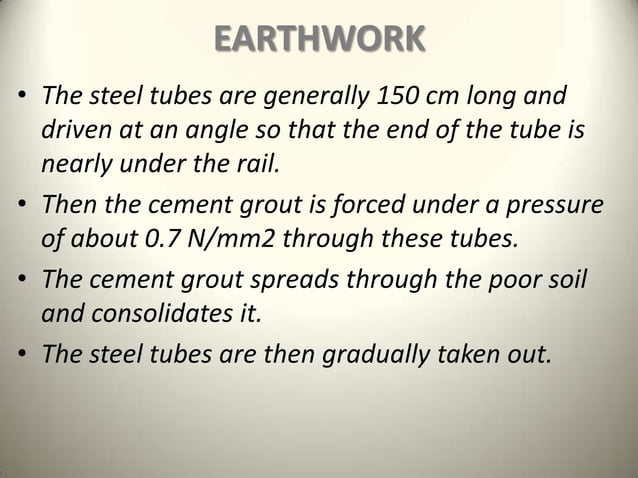 Earthwork & track formation Railway Engineering | PPTX | Rail Travel ...