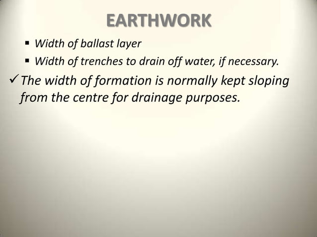 Earthwork & track formation Railway Engineering | PPTX | Rail Travel ...