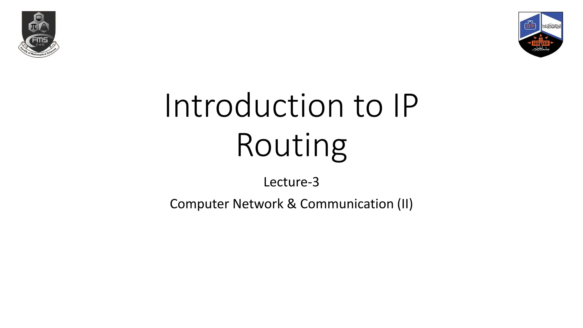 Lecture 3 Introduction To Ip Routing Pdf