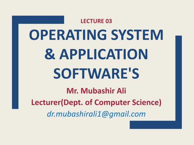 Lecture 3 Operating System And Application Softwares Pdf Operating Systems Computer