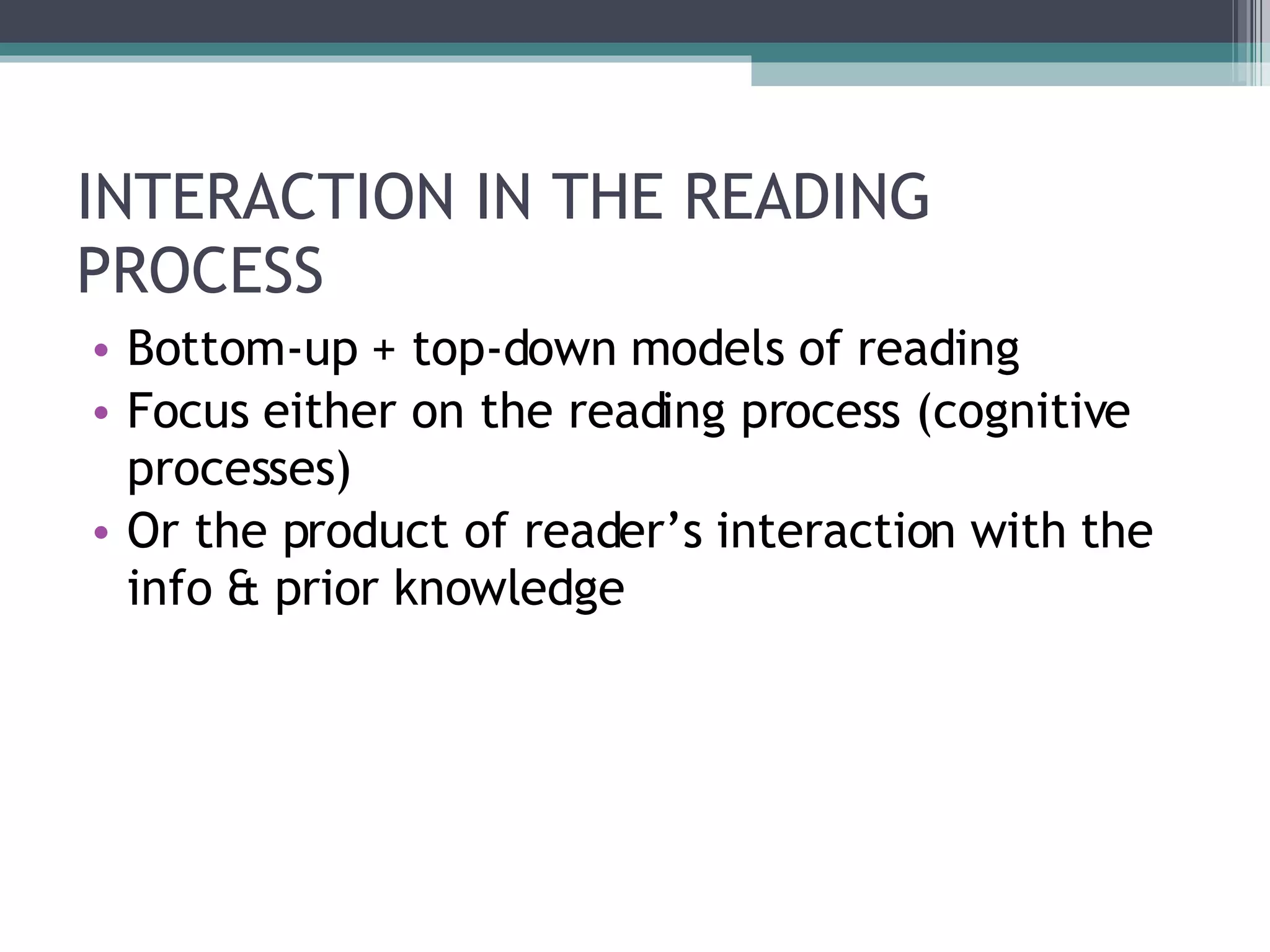 Lecture 3 Models Of Reading 2 (2) | PPT