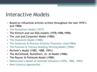 Lecture 3 Models Of Reading 2 (2) | PPT