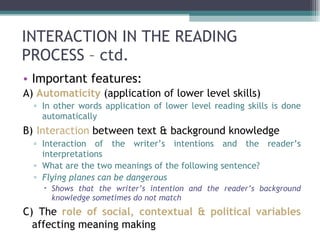Lecture 3 Models Of Reading 2 (2) | PPT