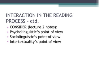 Lecture 3 Models Of Reading 2 (2) | PPT