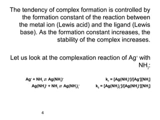 Lecture 313 complexometric reactions and titrations | PPT