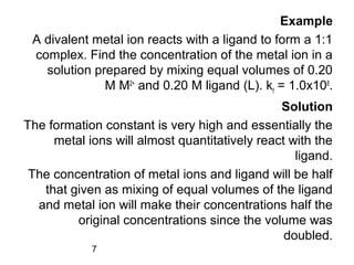 Lecture 313 complexometric reactions and titrations | PPT