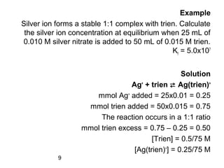 Lecture 313 complexometric reactions and titrations | PPT