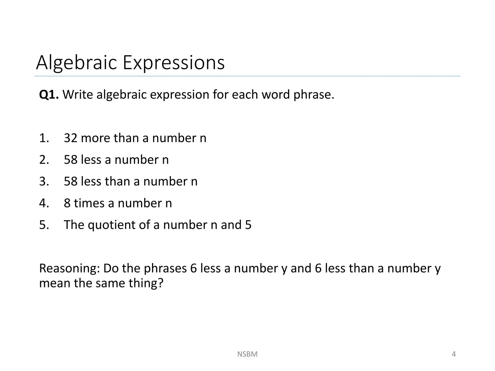 Lecture 3 (algebraic expressions) | PPTX