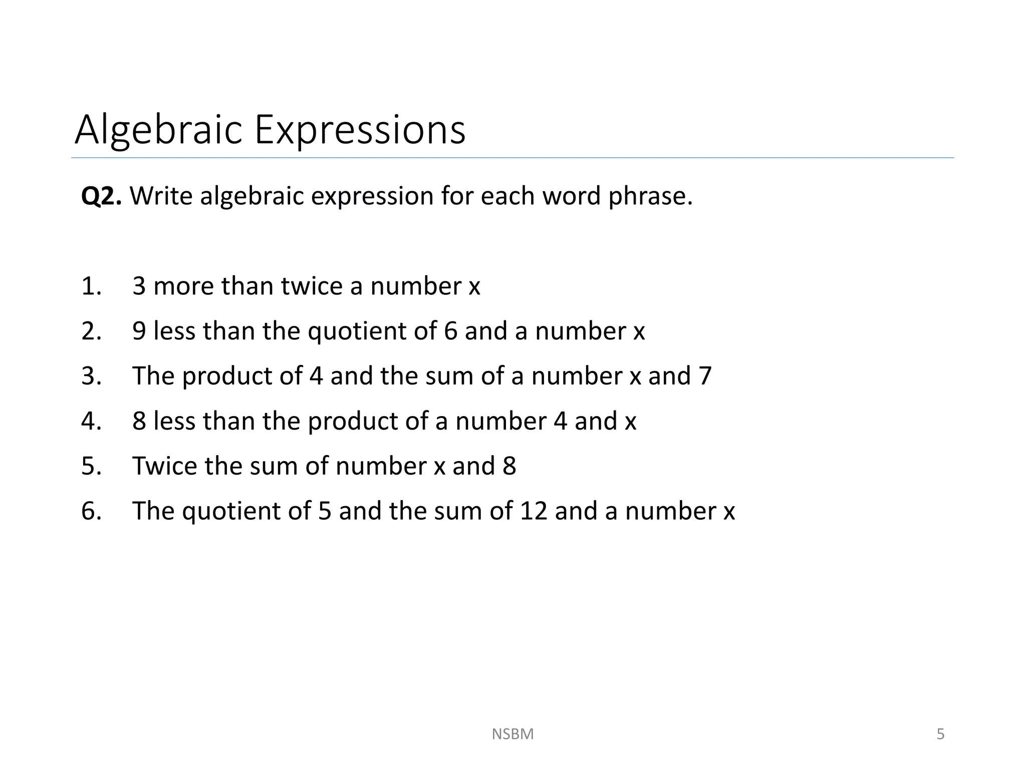 Lecture 3 (algebraic expressions) | PPT Lecture 3 (algebraic expressions) | PPT
