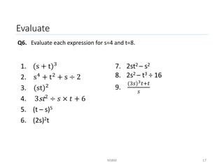 Lecture 3 (algebraic expressions) | PPTX