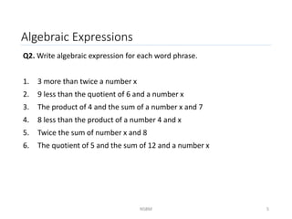 Lecture 3 (algebraic expressions) | PPTX