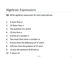 Lecture 3 (algebraic expressions) | PPTX
