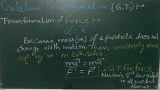 Lecture-3 Mechanics- Frame of reference: Galilean Transformations | PDF