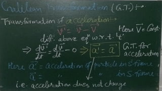 Lecture-3 Mechanics- Frame of reference: Galilean Transformations | PDF
