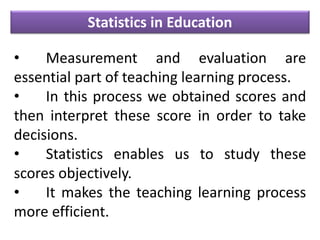 Role of Statistics in Education | PPTX