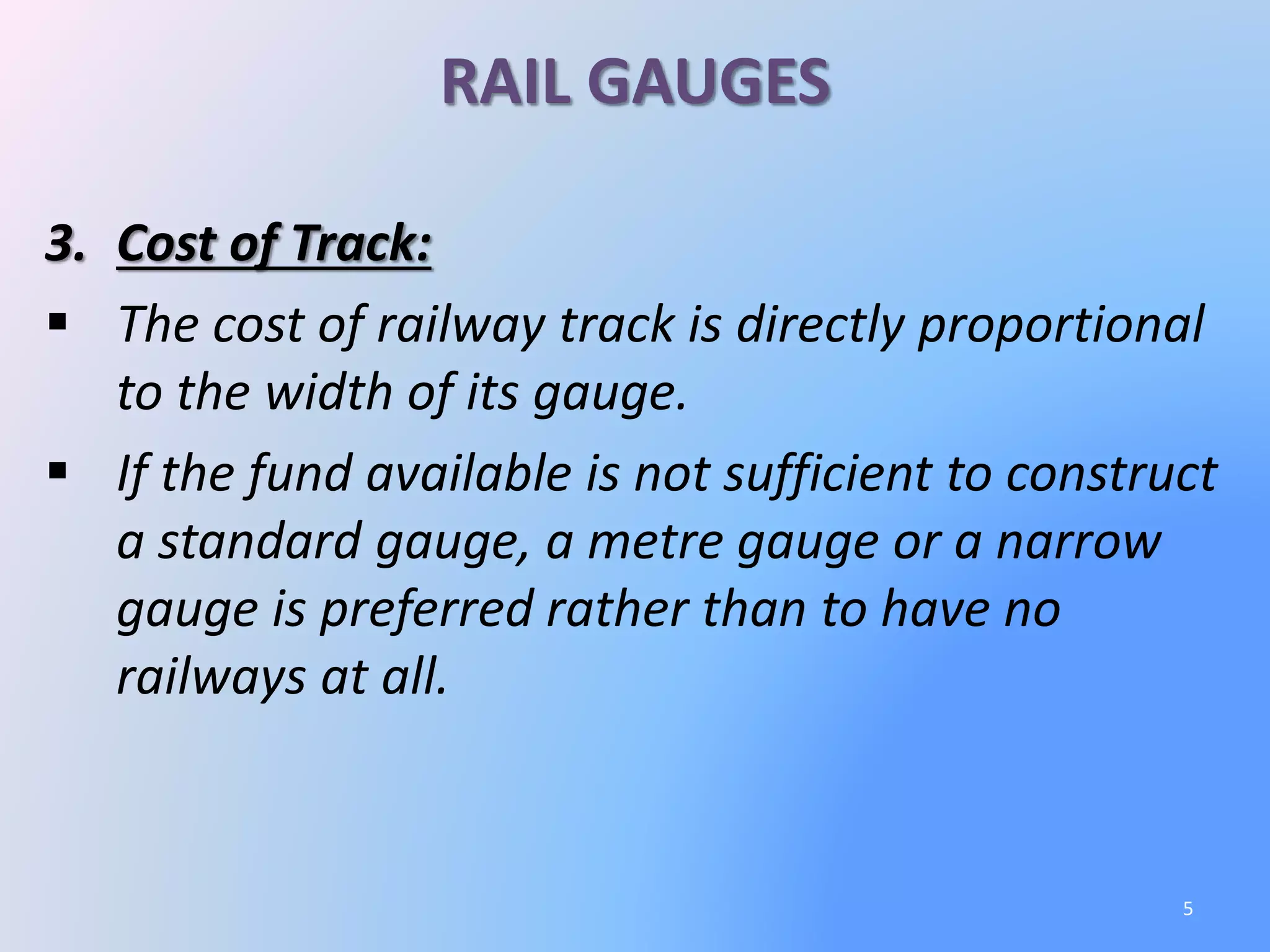 Rail gauges & rail sections Railway Engineering | PPTX
