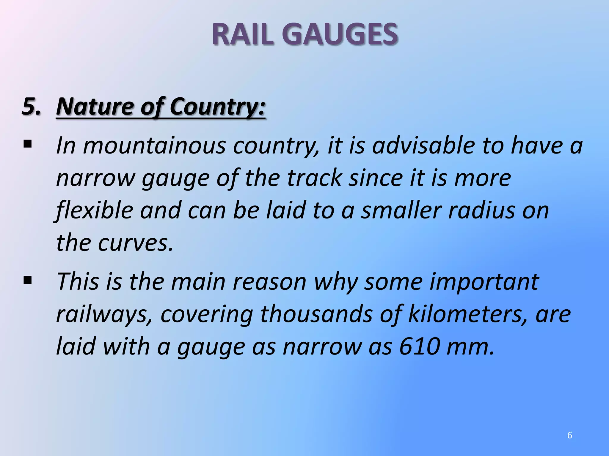 Rail gauges & rail sections Railway Engineering | PPTX