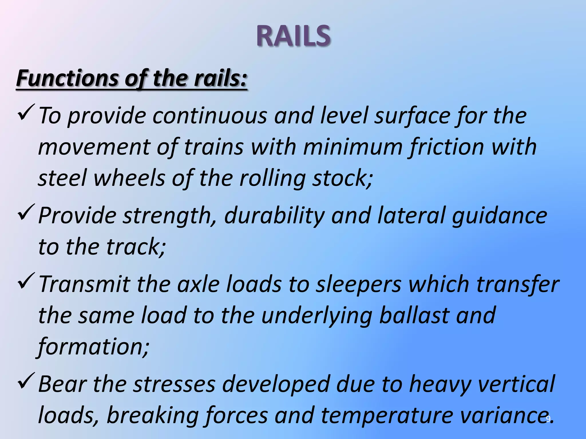 Rail gauges & rail sections Railway Engineering | PPTX