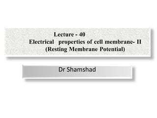 Lecture 40 resting membrane potential | PDF
