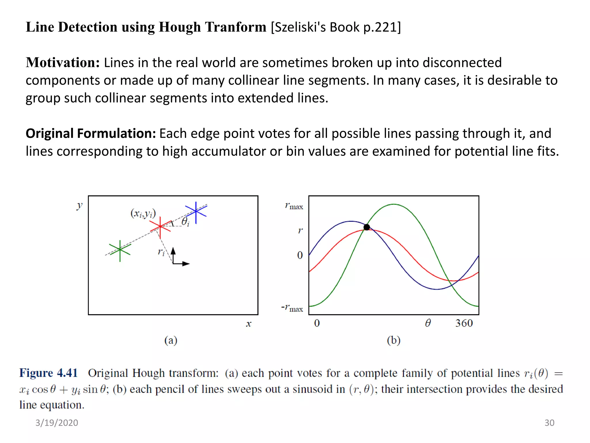 Lecture 4and5 Computer Vision Edge Detection Code Chains Hough Transform